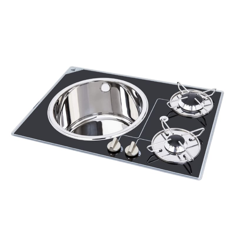 NavyLoad Glass Built-in Hob Unit - 2 Burners - 600×420mm with Hole for ...